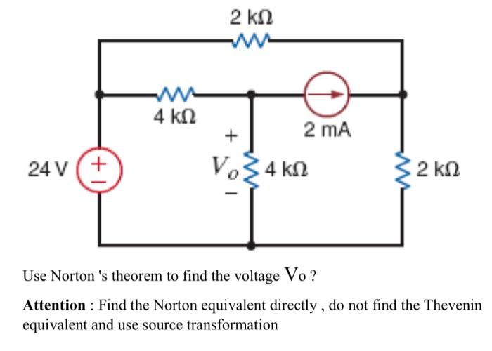 Solved Use Norton's theorem to find the voltage V0 ? | Chegg.com