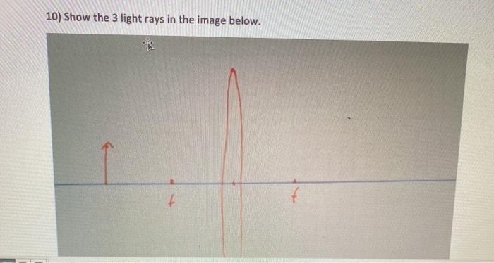 Solved 10) Show the 3 light rays in the image below. | Chegg.com
