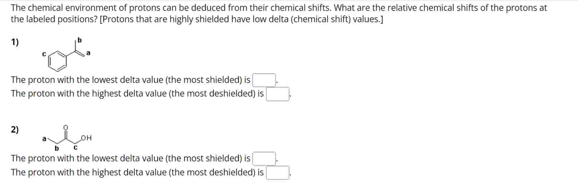 Solved The chemical environment of protons can be deduced | Chegg.com