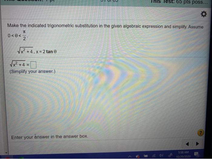 Solved UI UJ This Test: 65 pts poss... Make the indicated | Chegg.com