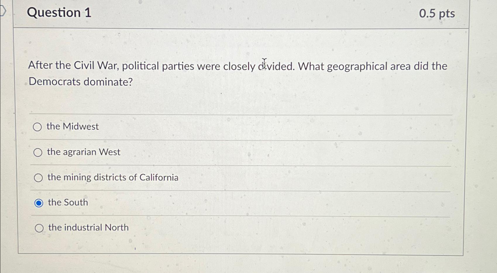 Solved Question 10.5ptsAfter the Civil War, political | Chegg.com
