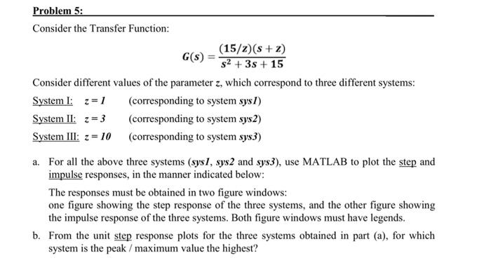 Solved Consider the Transfer Function: | Chegg.com