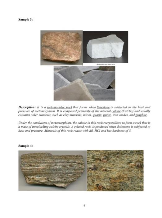 Solved Sample No 1 Description: It is a metamorphic rock | Chegg.com