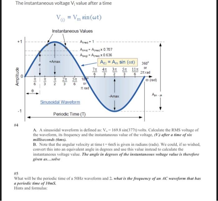 Solved The instantaneous voltage Vi value after a time | Chegg.com