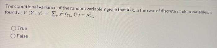 Solved The conditional mean of the random variable Y given | Chegg.com