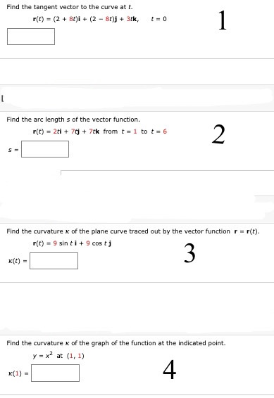 Solved Find the tangent vector to the curve at t. r(t) = (2 | Chegg.com
