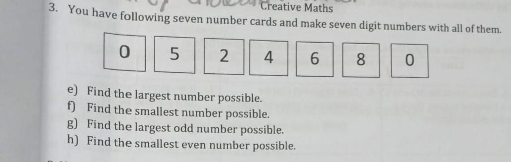 Solved Creative Maths 3. You have following seven number | Chegg.com