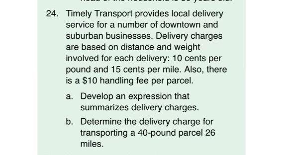 Solved 24. Timely Transport provides local delivery service | Chegg.com