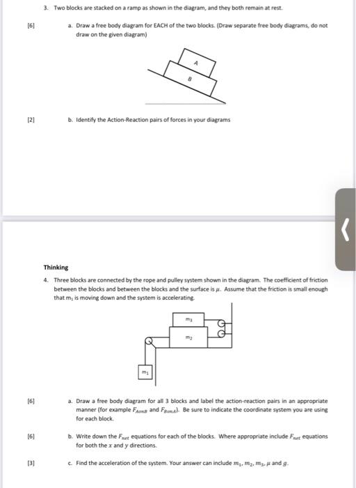 Solved 16] 3. Two blocks are stacked on a ramp as shown in | Chegg.com