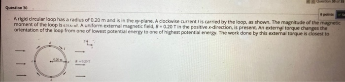 Solved Question 30 . A rigid circular loop has a radius of | Chegg.com