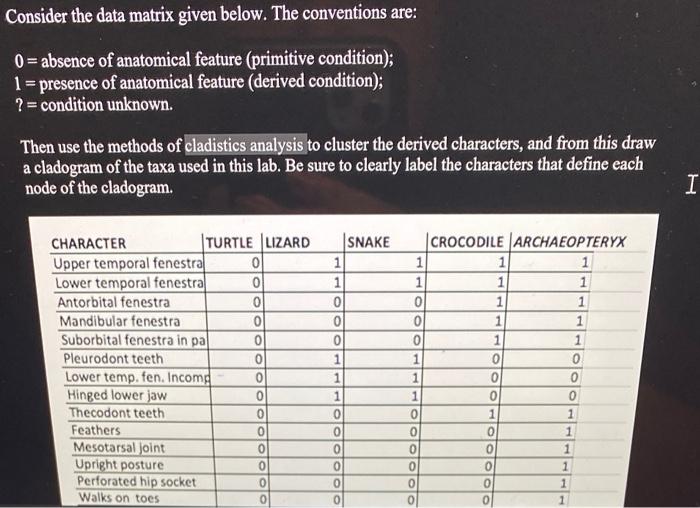 Solved Consider the data matrix given below. The conventions | Chegg.com