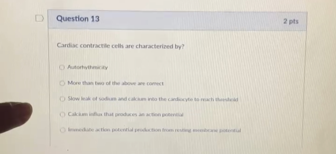Solved Question 132 ﻿ptsCardiac contractile cells are | Chegg.com