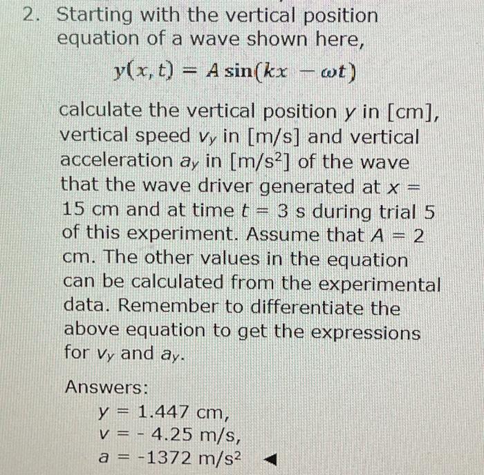 2. Starting with the vertical position equation of a | Chegg.com