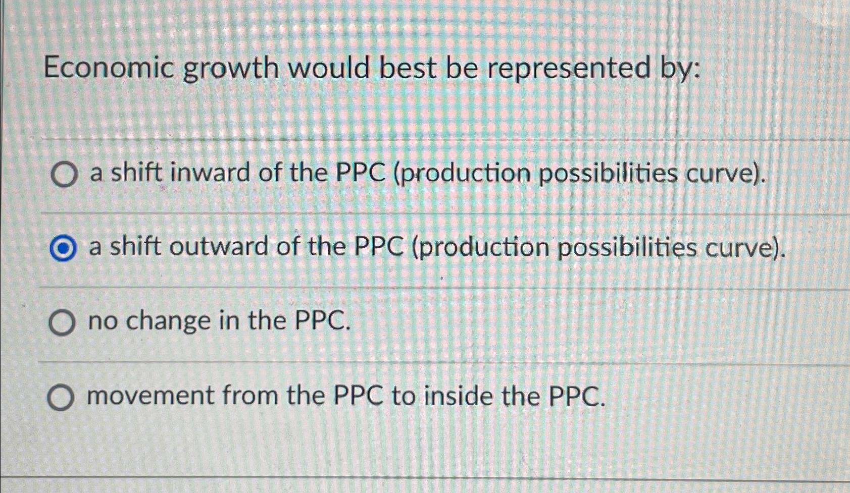 Solved Economic growth would best be represented by:a shift | Chegg.com