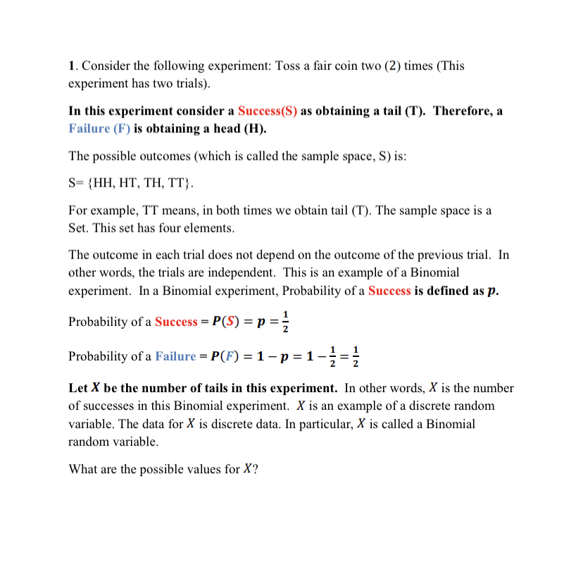 Solved Consider the following experiment: Toss a fair coin | Chegg.com