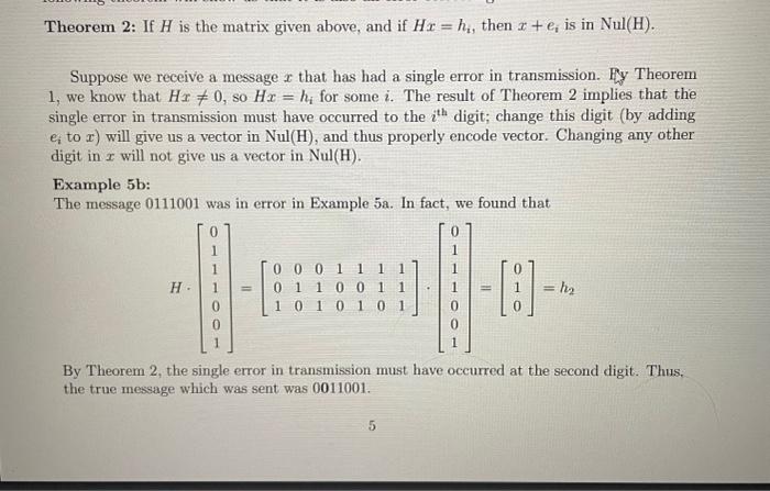 Solved Example 3: To encode the message 1101 , we compute | Chegg.com