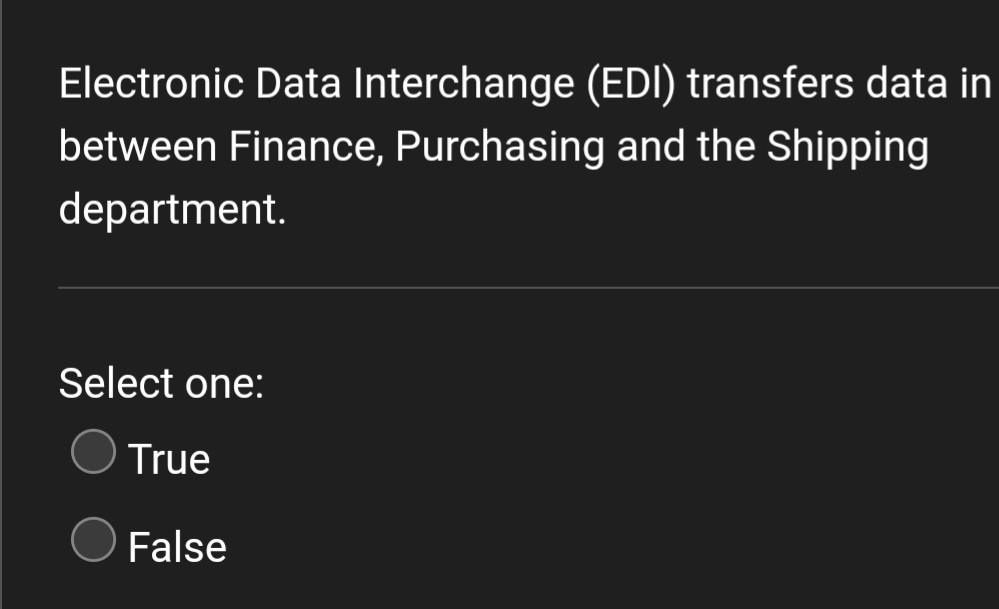 Solved Electronic Data Interchange (EDI) transfers data in | Chegg.com