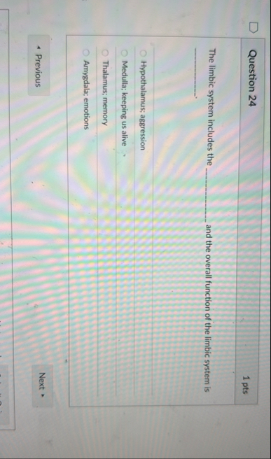 Solved Question 241 ﻿ptsThe limbic system includes the | Chegg.com