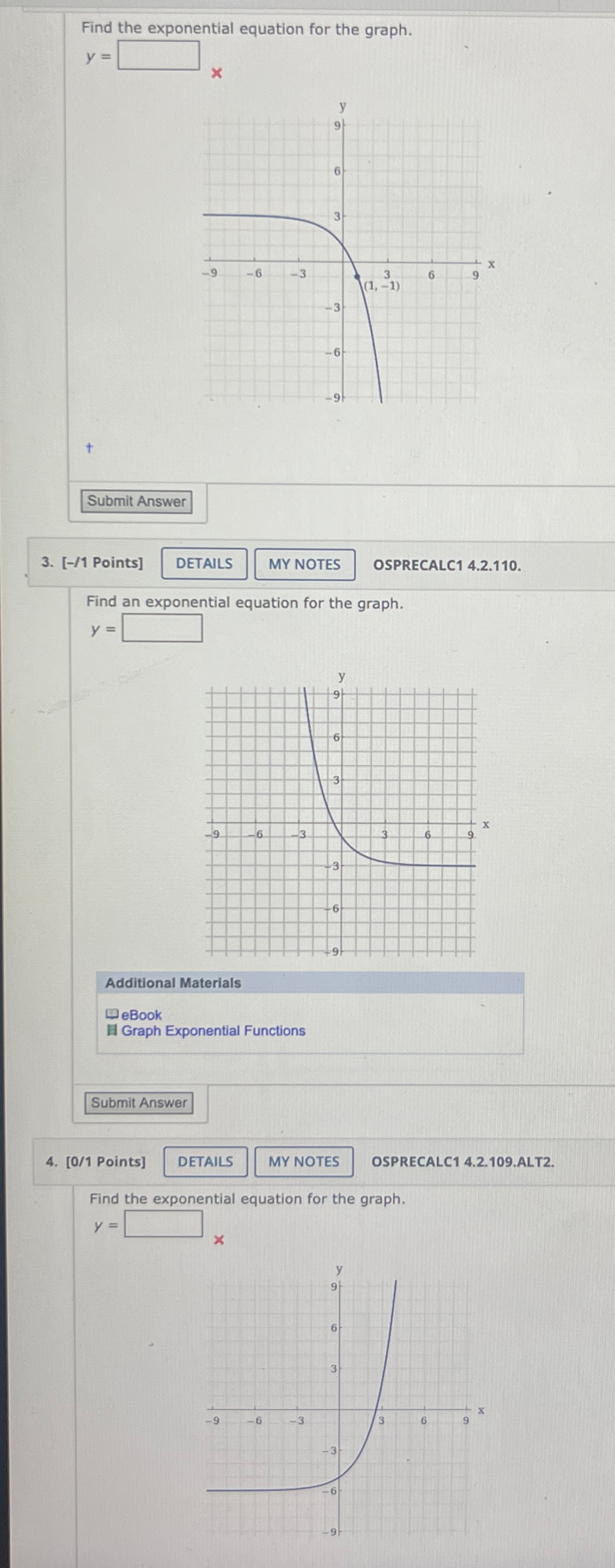 Solved HELP PLEASE ANSWER ALL 3Find the exponential equation | Chegg.com