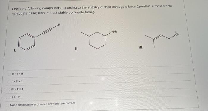 Solved Rank the following compounds according to the | Chegg.com