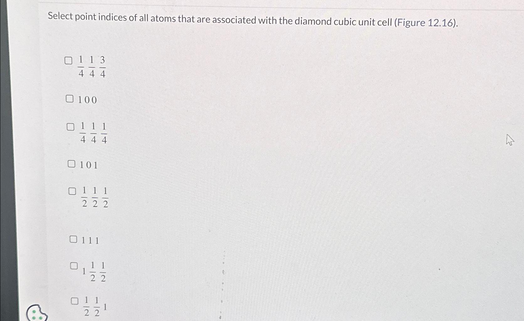 Solved Select point indices of all atoms that are associated | Chegg.com