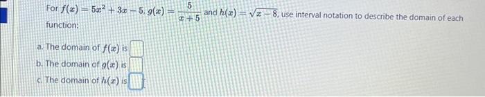 Solved Consider the following functions: x + 5 x + 5 f(x) = | Chegg.com