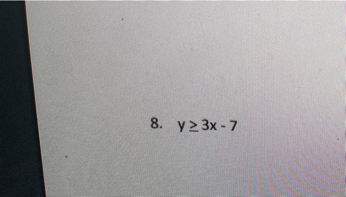 Solved 8. y> 3x - 7 | Chegg.com