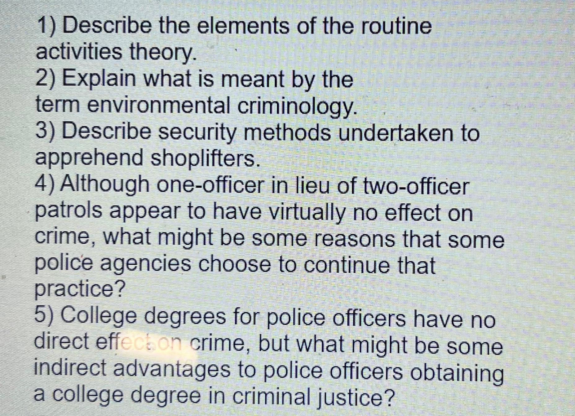 Solved Describe the elements of the routine activities | Chegg.com