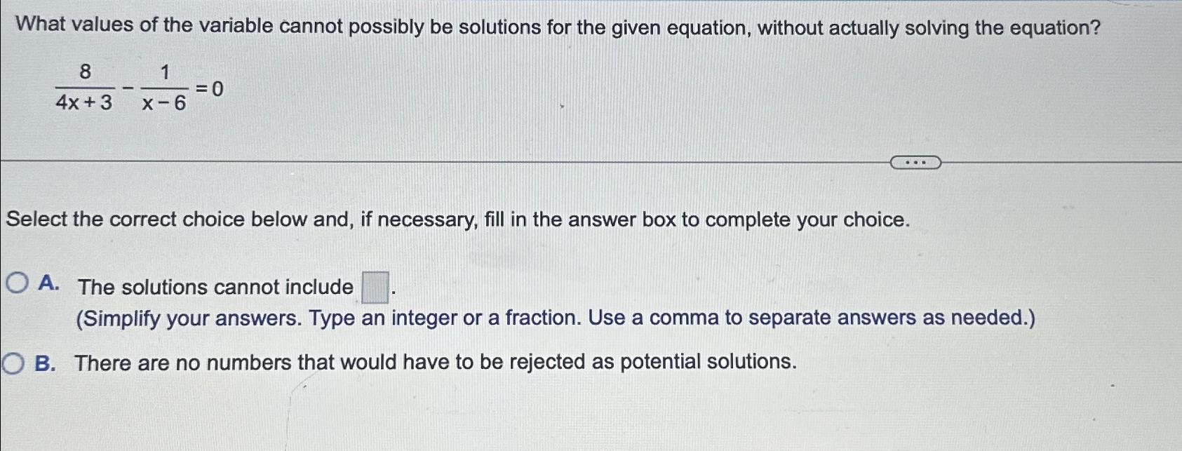 Solved What values of the variable cannot possibly be | Chegg.com