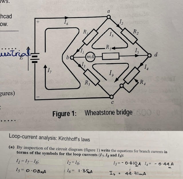 Solved IWS.Figure 1: Wheatstone bridgeLoop-current analysis: | Chegg.com