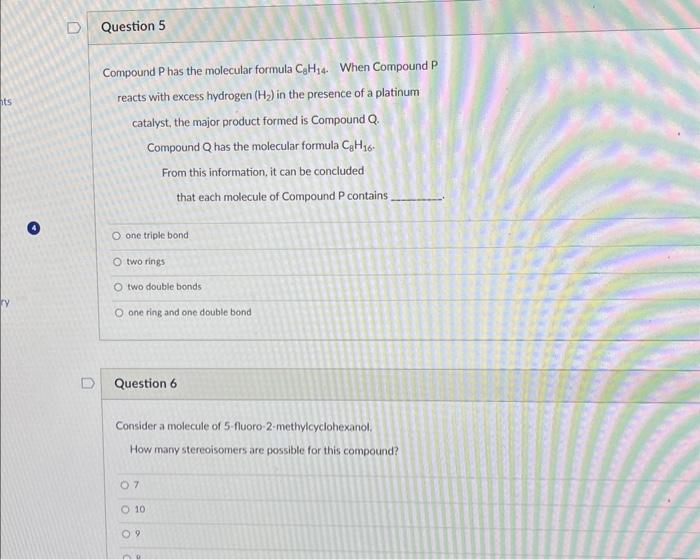 Solved Compound Q has the molecular formula C8H16. From this | Chegg.com