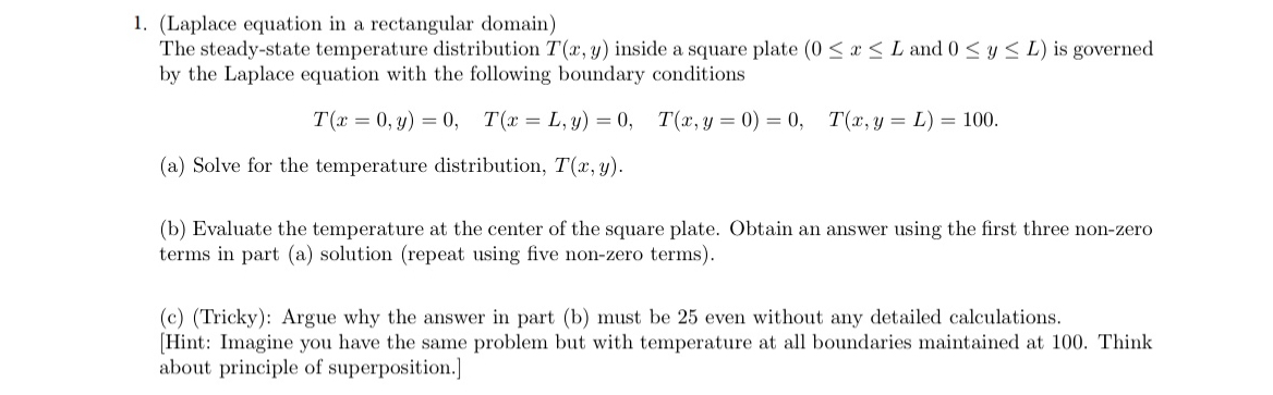 Solved (Laplace equation in a rectangular domain)The | Chegg.com