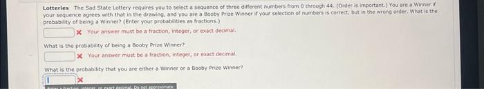 Solved Lotteries. The Sad State Lottery requires you to | Chegg.com
