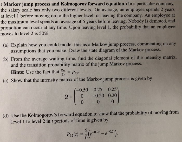 (Markov jump process and Kolmogorov forward equation | Chegg.com