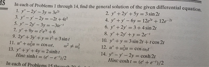 Solved In each of Problems 1 through 14, find the general | Chegg.com