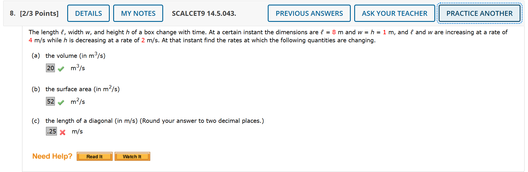 Solved The length l, ﻿width w, ﻿and height h ﻿of a box | Chegg.com