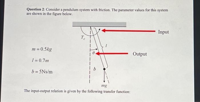 Solved Question 2: Consider a pendulum system with friction. | Chegg.com