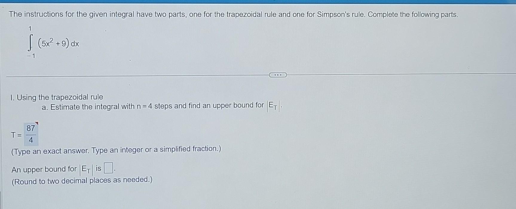 Solved The instructions for the given integral have two | Chegg.com