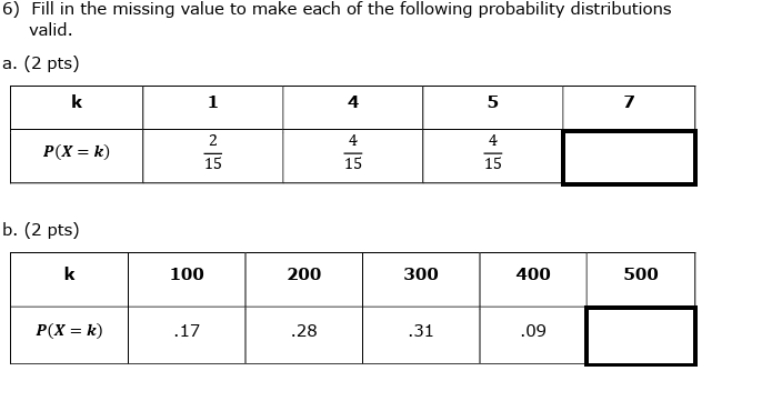 Solved Fill in the missing value to make each of the | Chegg.com
