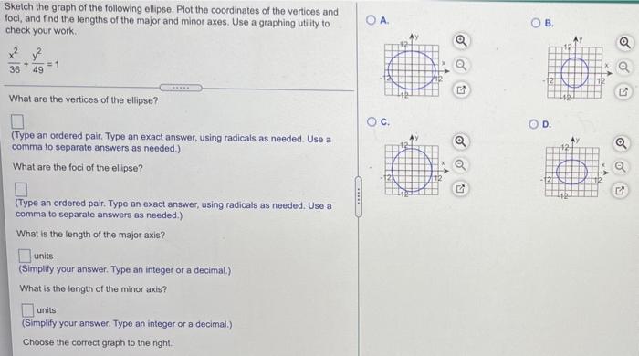 Solved ΟΑ, B Sketch the graph of the following ellipse. Plot | Chegg.com