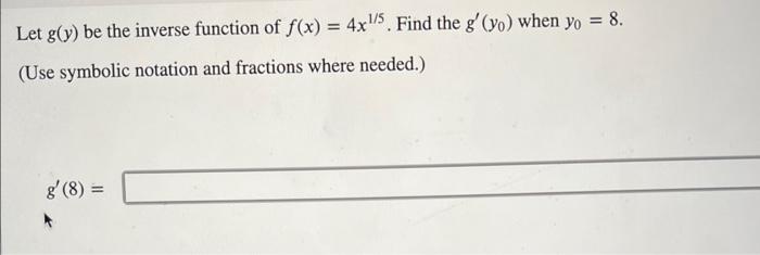 Solved Let g(y) be the inverse function of f(x)=x2+5,x≥0. | Chegg.com