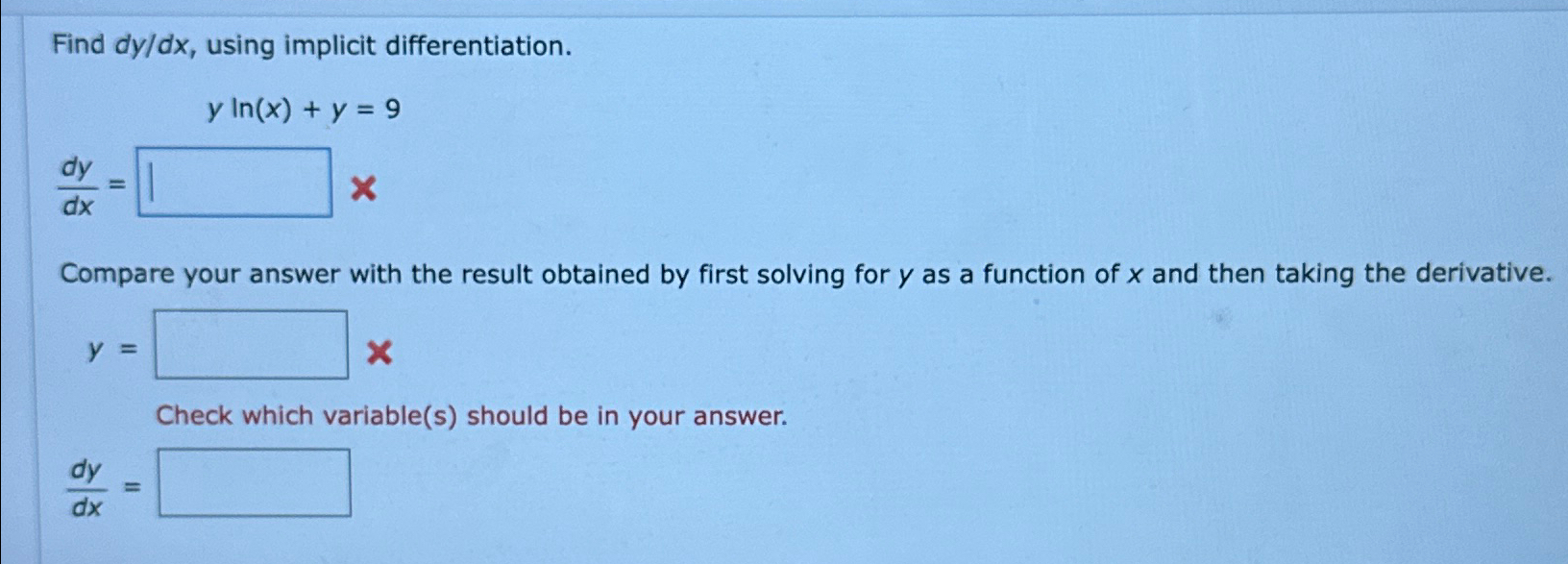 Solved Find dydx, ﻿using implicit | Chegg.com