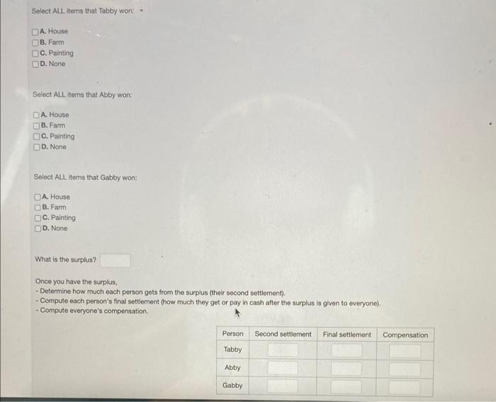 (1 point) Use the Equitability Method to determine | Chegg.com