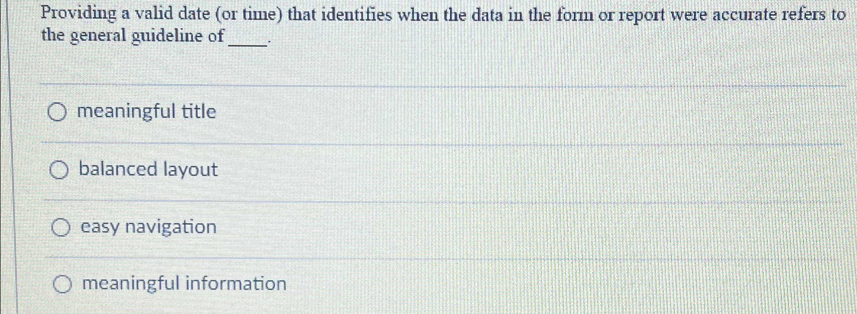 Solved Providing a valid date (or time) ﻿that identifies | Chegg.com