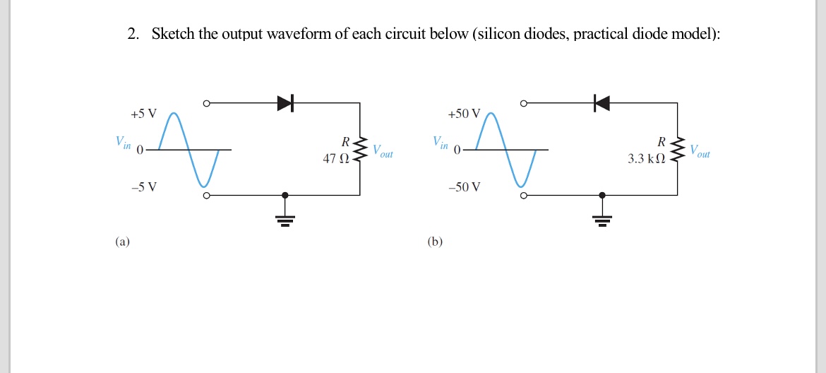 Solved Sketch the output waveform of each circuit below | Chegg.com