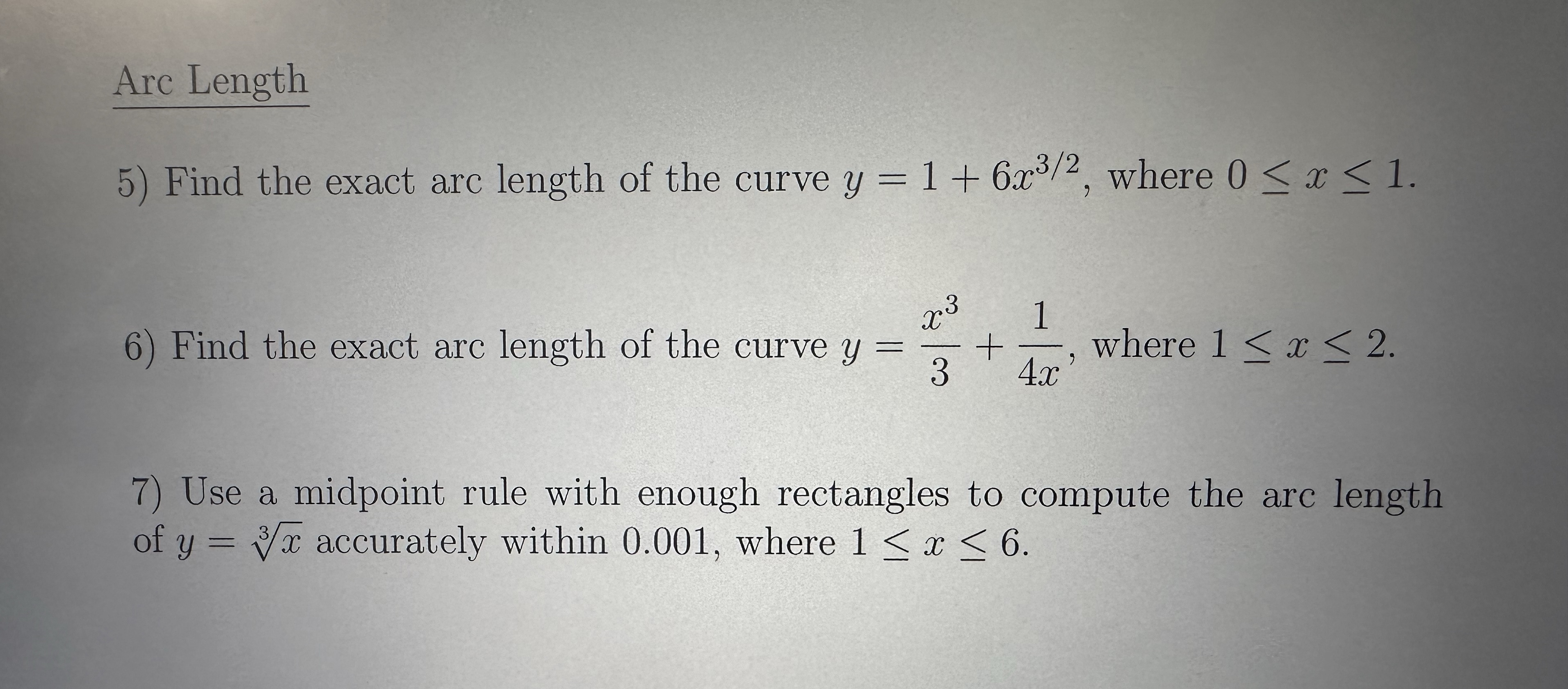 Solved Arc LengthFind the exact arc length of the curve | Chegg.com