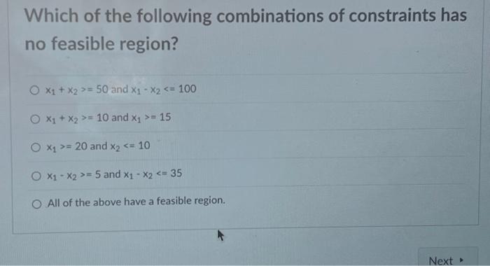 Solved Which of the following combinations of constraints | Chegg.com