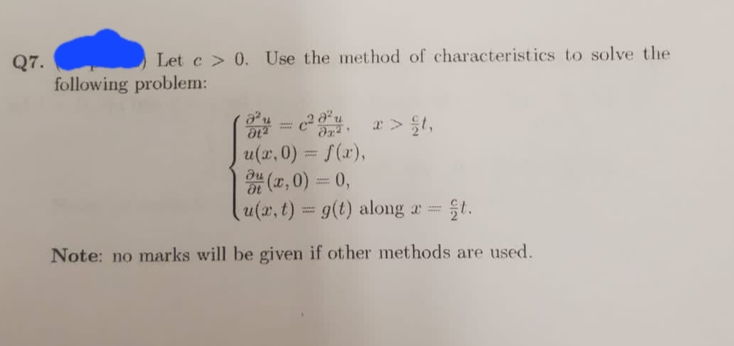 Solved Q7. ﻿Let c>0. ﻿Use the method of characteristics to | Chegg.com