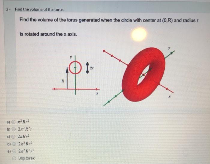 Solved 3. Find the volume of the torus. Find the volume of | Chegg.com