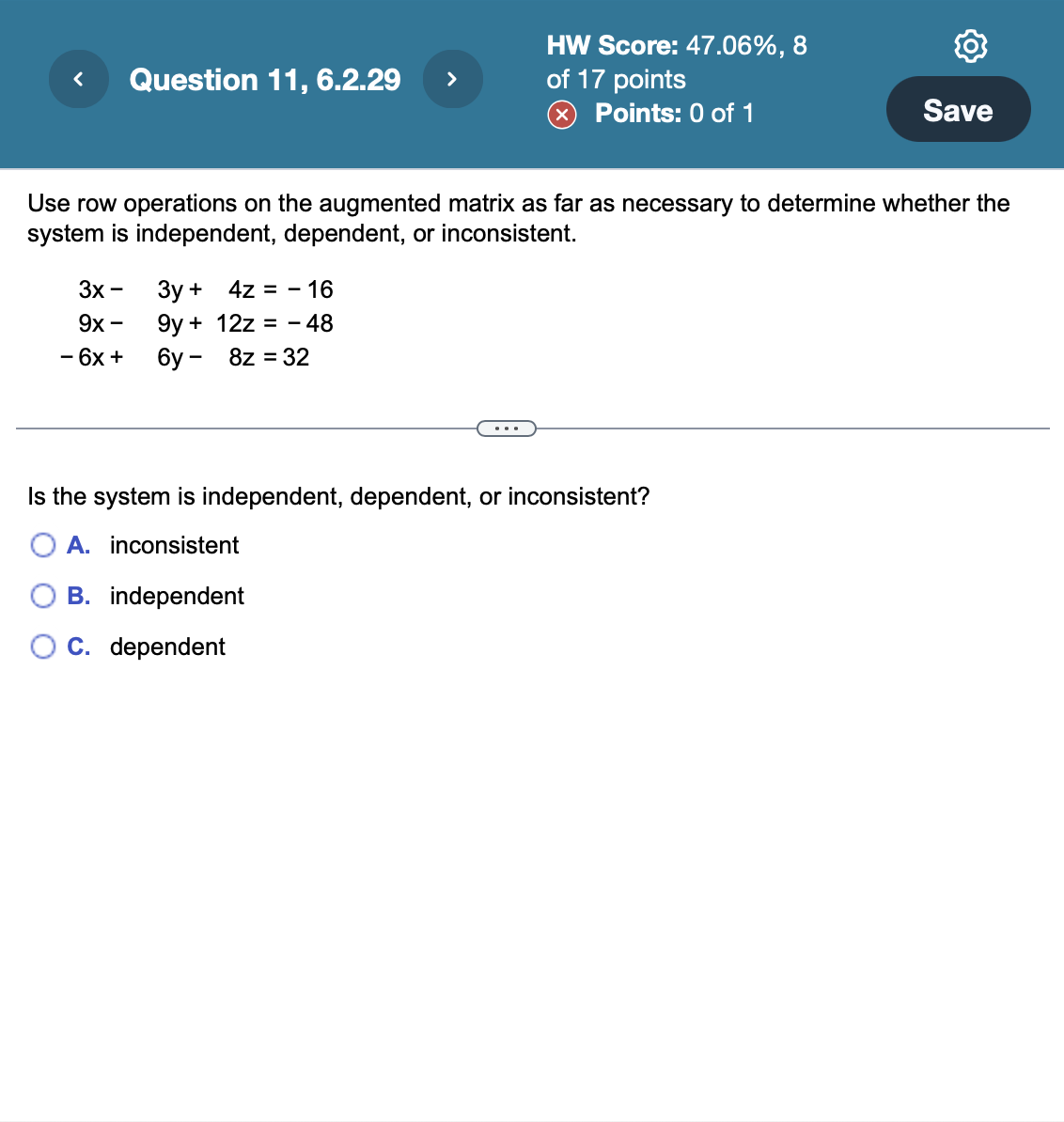 Use row operations on the augmented matrix as far as | Chegg.com